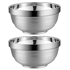 BESTonZON 2pcs Stainless Steel Double Walled Insulated Bowl Stainless Steel Bowl Vacuum Insulated Bowl Double- Layer Bowls