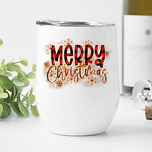 Savvy Sisters Gifts Merry and Christmas Insulated Wine Tumbler Stainless Steel Christmas Bar Tumbler Wine Lover Christmas Bar Gift exchange Grab Bag 12oz