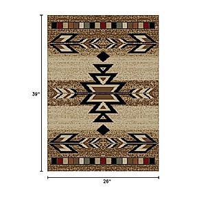 Rustic Lodge, Southwestern 2x3 Area Rug, 26"x39" Multi 7611