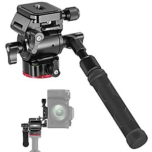 NEEWER Video Tripod Head Upgraded with Vertical/Horizontal Switch, Compact Metal Pan Tilt Fluid Head with Arca Type QR Plate & Telescopic Handle, 1/4” Screw for Camcorder/DSLR, Max Load 3kg, GM26
