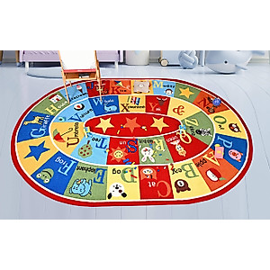 Furnish my Place 745 ABC with Animal ABC Area Rug for Kids, Educational Alphabet, Animals Children Rug, Multicolor (3'3"x5' Oval)