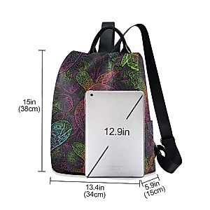 ALAZA Boho Sea Turtle With Lotuses And Mandala Backpack for Daily Shopping Travel