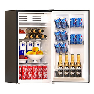 Frestec 3.2 Cu. Ft. Mini Fridge with Freezer, Small Refrigerator, Mini Fridge for Bedroom, Single Door, Energy Saving, Low Noise, Mini Fridge for Office (black)