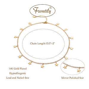 Fremttly Star Choker Necklaces, Dangling Gold Choker Necklace Summer Beach Boho Necklaces Aesthetic Necklace Gift for Women