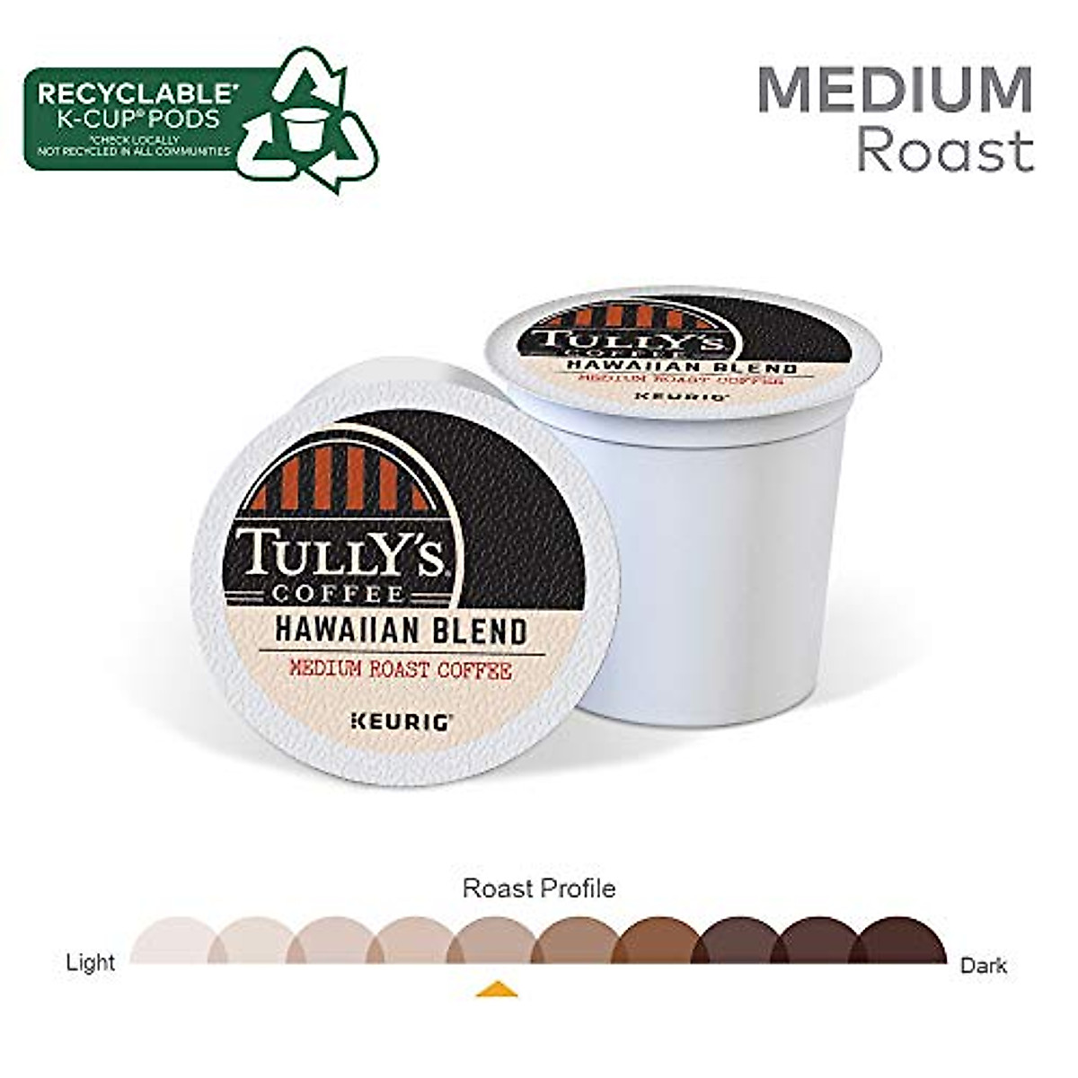 Tully's Coffee Hawaiian Blend Keurig Single-Serve K-Cup Pods, Medium Roast, 72 Count