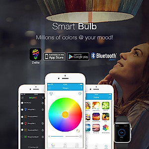 Revogi Smart Color LED Bulb LTB211 RGBW Dimmable Bluetooth 4.0 Low Energy Wireless Lightbulb, Android 4.3+ iOS 6+, E26, 8 Watt (60 Watt Replacement), Energy Class A+ Light, Schedule, Anti-Burglar Mode