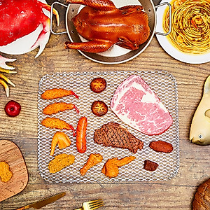 Mifoci 20 Pcs Disposable Grill Topper Non Stick BBQ Grill Grates 12x16 Inch Grill Mesh Mat Disposable Pans for Outdoor Liners Cooking Grid Grates Pad for Camping Picnics Meat