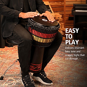 Meinl Percussion ADJ7-XL African Style Fire Rhythm Series Rope Tuned 13" Wood Djembe, Black