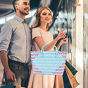 Cabilock Handmade Moroccan Basket Large Capacity French Wicker Basket Hand Woven Beach Bag Vegetables Shopping Basket with Handle Kids Toy Storage Packing Basket