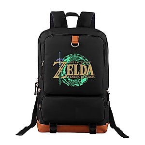 ZOOLAA Boys Girl Lightweight School Backpack Game Printed SchoolBag Large Capacity Bookbag Travel Backpack 17inch Laptop Backpack Black