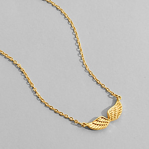 Dremmy Studios Dainty Gold Angel Wings Necklace 14K Gold Filled Simple Tiny Cute Charm Guardian Angel Pendant Necklace for Women Minimalist Personalized Jewelry