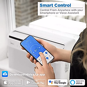 Midea 8,000 BTU U-Shaped Smart Inverter Window Air Conditioner–Cools up to 350 Sq. Ft., Ultra Quiet with Open Window Flexibility, Works with Alexa/Google Assistant, 35% Energy Savings, Remote Control