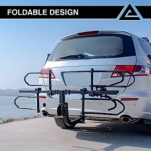 Leader Accessories 2-Bike Platform Style Hitch Mount Bike Rack, Tray Style Bicycle Carrier Racks Foldable Rack for Cars, Trucks, SUV and Minivans with 2" Hitch Receiver - Quick Hitch Pins Design