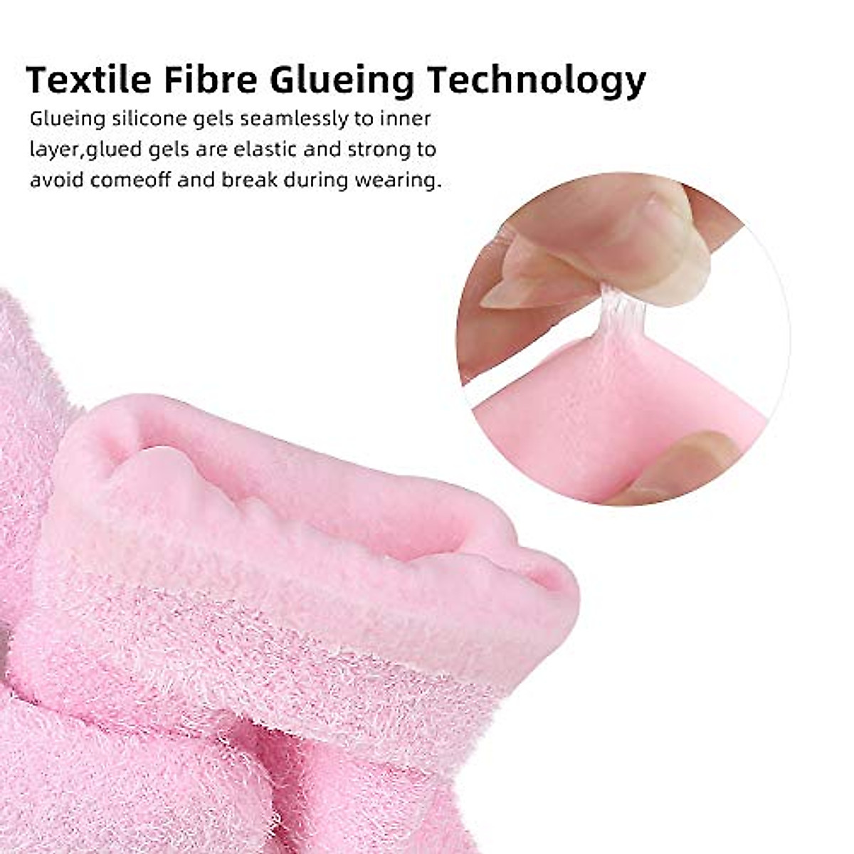 Moisturizing Socks & Gloves for Moisturize Soften Repairing Dry Cracked Hands Feet Skin Care (Pink, Glove+Sock)