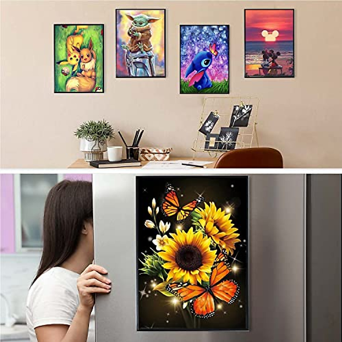 AOSGEDY 6 PACK Diamond Painting Picture Frames for 30x40cm, Diamond Art Canvas Frames 12" x 16", Self Adhesive Diamond Magnetic Art Frame, Frames for Wall Window Door Black, Inside Size 10" x 14"