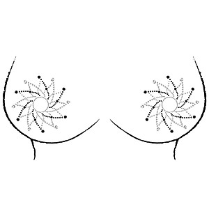 LUOEM Acrylic Nipple Covers Rhombus Shape Breast Face Jewels Acrylic Tears Gem Stones Bindi Chest Stickers (White Black)