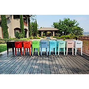 Permasteel PS-203-TURQ-AM 80 Quart Portable Rolling Patio Cooler, Turquoise