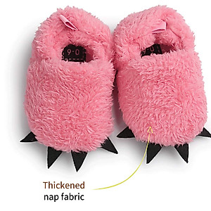 CoKate Baby Boys Girls Soft Plush Slippers Bear PAW Animal Boots Toddler Infant Crib Shoes Winter House Shoes (12-18 Months, Dark Pink)