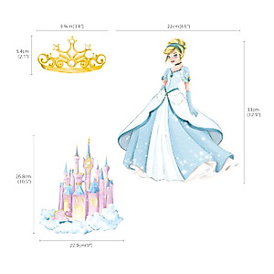 DECOWALL DS9-2118 Princess Wall Decals Castle Crown Stickers Removable for Girls Kids Nursery Bedroom Living Room Art Home Decor Mural Decoration