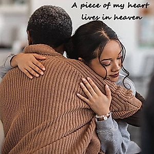 PARTNER Memorial Jewelry Sympathy Gift A Piece of My Heart Lives In Heaven Bracelet Memorial Gifts for Loss of Loved One (Pink Zebra Jasper)