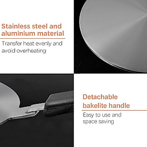 7.87inch Stainless Steel Induction Cooktop Adapter Plate, Heat Diffuser for Glass and Electric Cooktop, Detachable Handle