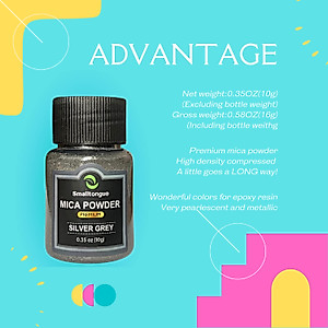 Smalltongue Mica Powder for Epoxy Resin, 36 Colors, 0.35 oz(10g) Bottles Mica Glitter Powder, Mica Pigment Powder for Lip Gloss, Soap Making, Bath Bomb, Art Crafts, Resin Dye, Nails
