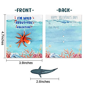 POPGIFTU 36 Pack Valentines Day Cards with Sea Animal Toys for Kids, Valentines Gift Set , Fun Valentines Party Favors for Boys Girls, Classroom Exchange Treat Prizes Bulk for School Class Teacher