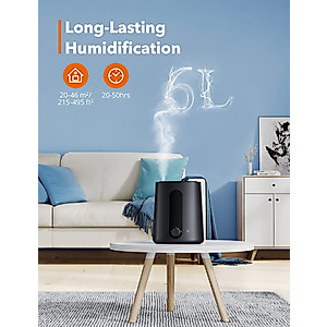 6L Humidifiers for Bedroom,Cool Mist Humidifiers for Home,Ultrasonic Top Fill Humidifier,Quiet,with Essential Oils,Baby,Plant,Easy Clean,Humidifiers for Large Room,Living Room,Office,Nano-Coating,50H