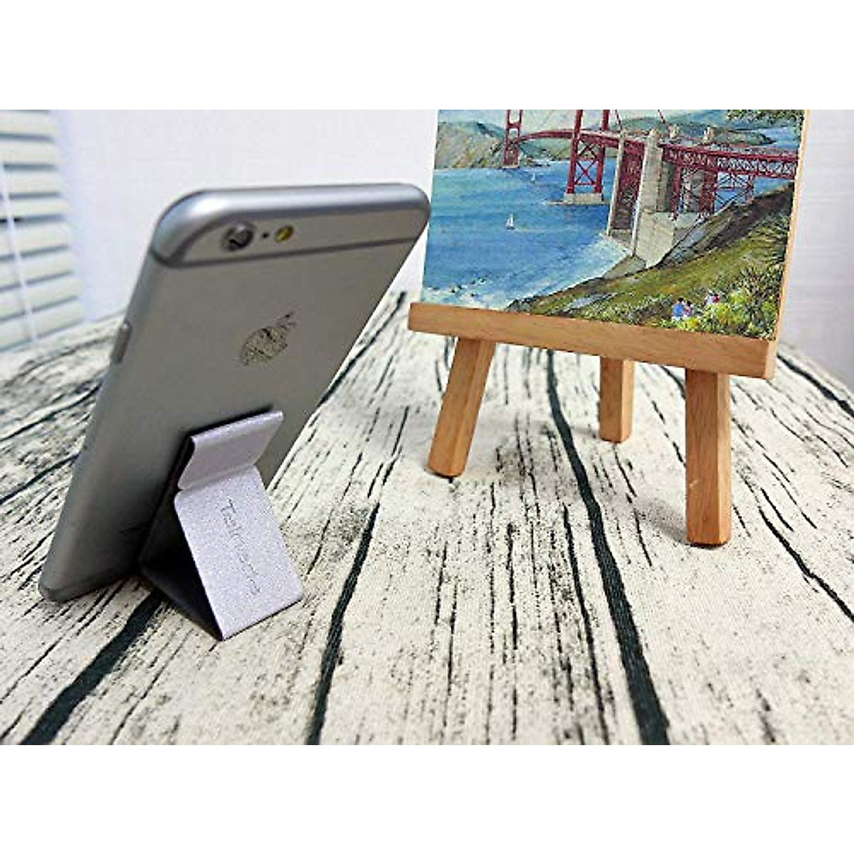 Universal Phone Grip Stand, Tainada Smartphone Finger Grip Foldable & Stick On Adhesive Kickstand for iPhone 11 Pro Max, XR, Samsung Note 10+, S10+, Moto Z4, LG G8 + One Cord Wrap (Silver)