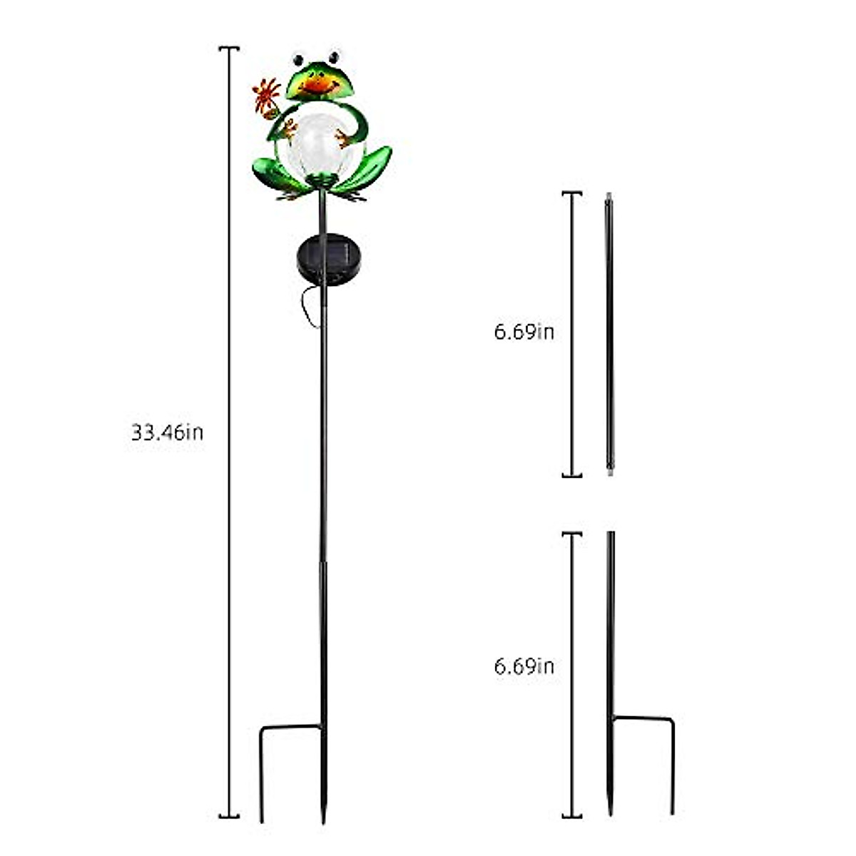 LUNSY Garden Solar Lights Outdoor Decorative, Metal Frog Shape, Outdoor Waterproof Stake Lights with 2 Feet, Auto ON/OFF Solar Powered Light for Lawn, Backyard, Patio, Pathway