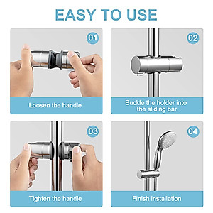 OFFO Shower Head Holder for Slide Bar Adjustable 0.71-1.00 in(18-25mm) O.D, Adjustable Holder for Slide Bar Slider Clamp Bathroom Replacement, 360 Degree Rotation Sprayer Holder, Chrome Plated