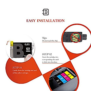 127 127XL Ink High Capacity Black & Color Cartridge ejet Remanufactured for Epson 127 T127 for NX530 625 WF-3520 WF-3530 WF-3540 WF-7520 645 545 630 840 845(4 Large Black, 2 Cyan, 2 Magenta, 2 Yellow)
