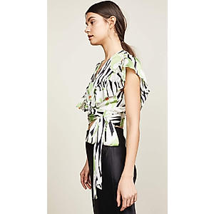 Jill Jill Stuart Women's Tropical Wrap Top, Green Multi, Large