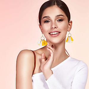 120 Pieces DIY Tassels Multicolored Mini Tassels Charm with 100 Pieces Gold Plated Earring Hooks and 200 Jump Rings for Earring Jewelry Making DIY Craft Accessory