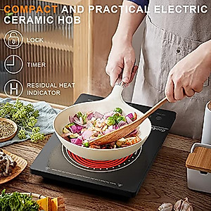 Cooksir Single Burner Electric Cooktop, Portable One Burner Electric Stove, 1800W Small Infrared Electric Burner with Child Safety Lock, Timer, Overheat Protection, Touch Control, 110V-120V Plug in