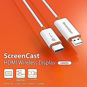 j5create ScreenCast HDMI Wireless Display Adapter Receiver - Mirror Phone, Tablet, Laptop to HDTV - Compatible with MiraCast, AirPlay, Android, Windows 10 PC, iOS, iPhone, Tablet (JVAW56)
