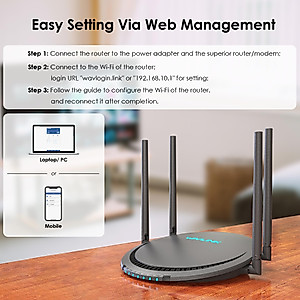 AC1200 WiFi Router Dual Band Wireless Internet Router,High Speed Wireless Router with 4x5dBi High-Gain Antennas for Online Game & HD Video,Provide More Reliable WiFi Connections and WiFi Speeds