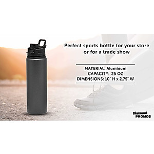DISCOUNT PROMOS Aluminum Water Bottles with Snap Lids 25 oz. Set of 10, Bulk Pack - Reusable, Great for Gym, Hiking, Cycling, For School - Charcoal