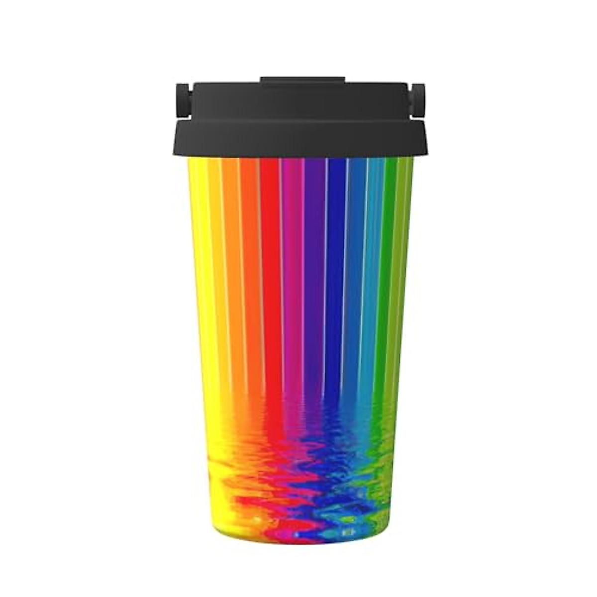 WANGZHAO Rainbow Striped Print Double Wall Stainless Steel Vacuum Insulated Tumbler Cup Home Thermal Cup