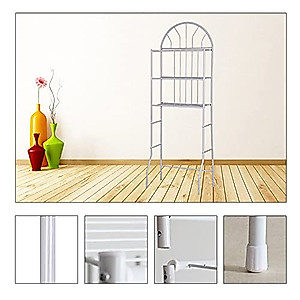 Bathroom Space Saver 69.7X25.6X13.4 Inch, 3-Layer Bathroom Corner Shelf Storage Rack Above the Toilet White, Freestanding Metal Storage Rack is Used to Store Bathroom Necessities, Flower Pots, Books