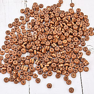 Souarts 1000pcs 8mm Wooden Flat Spacer Beads for Jewelry Making, Wooden Beads for Bracelets Making, Wood Beads for Jewelry Making