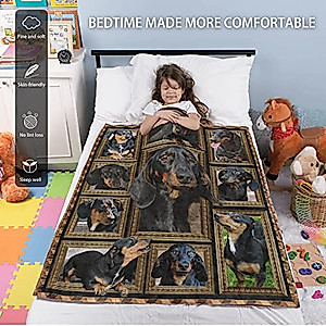 Soft Fuzzy Dachshund Throw Blanket for Kids Boys Girls, Dachshund Dog Print Plush Gift for Dog Lover, 40x50 inch