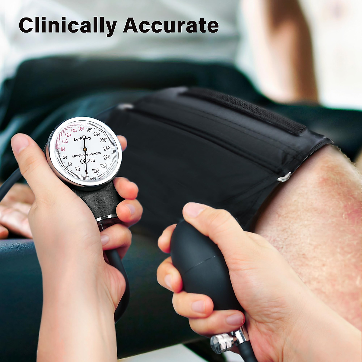 Aneroid Sphygmomanometer by LotFancy, X -Large Thigh BP Cuff(16-26in), Professional Manual Blood Pressure Monitor, Black Adult Cuff and Carrying Case