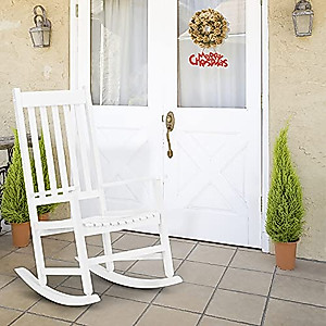 Outdoor & Indoor Rocking Chair Set of 2, All-Weather Porch Rocker with 400 lbs Weight Capacity, Front Porch Rocking Chairs, for Backyard, Lawn, Fire Pit, Patio and Garden, White