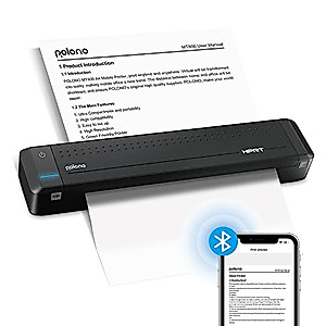 Portable Printer, POLONO MT800 2.0 Wireless Bluetooth Thermal Printer, Support 8.5" X 11" US Letter, Compatible with Android and iOS, Mobile Thermal Transfer Printer for Travel, Mobile Office and Home