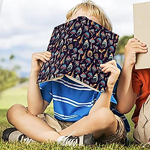 YEXIATODO Purple Mushroom Book Sleeve Cover Hard Books Cover for Paperback, Washable Fabric, Book Protector Tablet Pc Case Cover for Adult