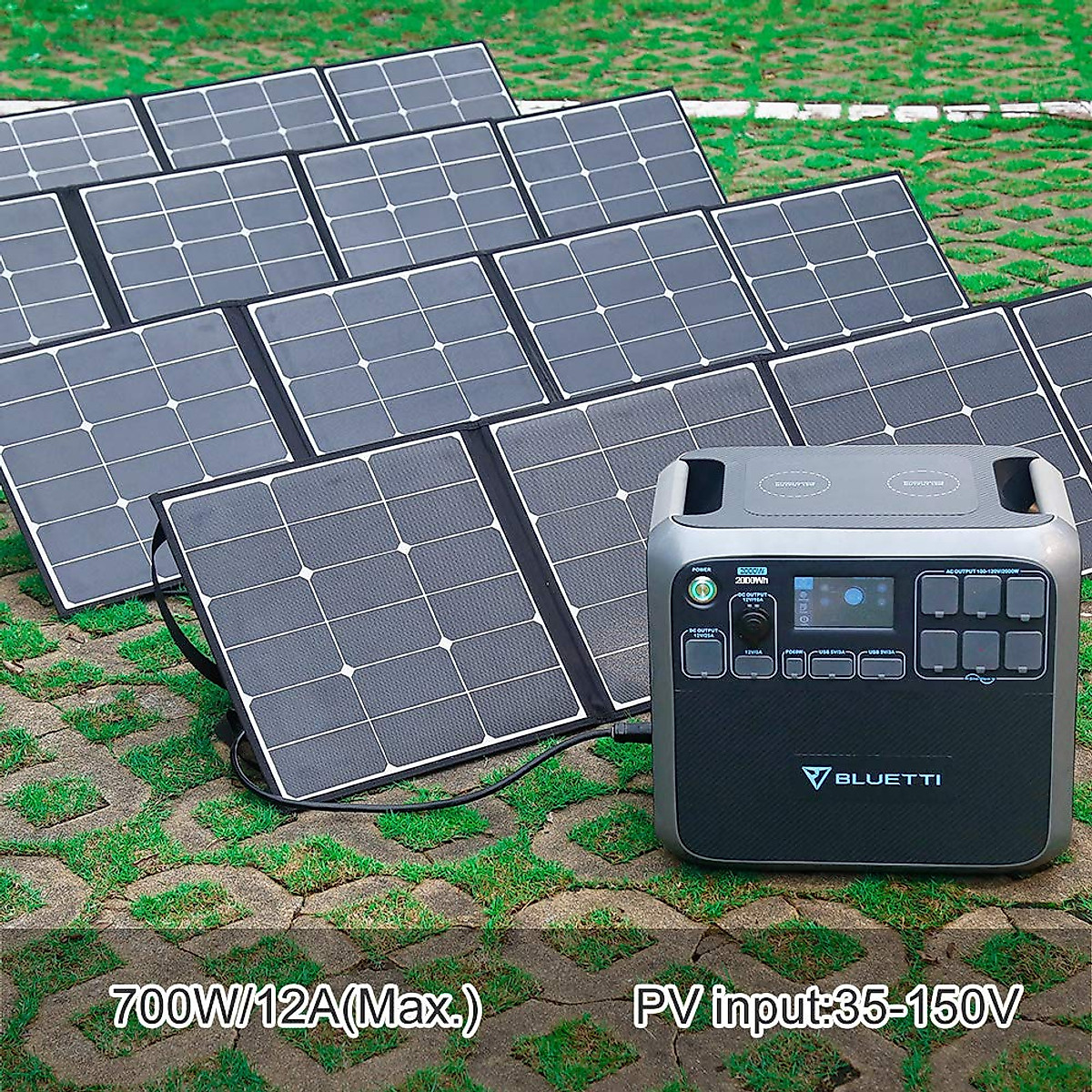 BLUETTI AC200P Portable Power Station with Solar Panel Included 2000W Solar Generator Kit with 3pcs 200W Foldable Solar Panel, 6 120V AC Outlet Lithium Battery Backup for Home Use Outdoor Camping Van