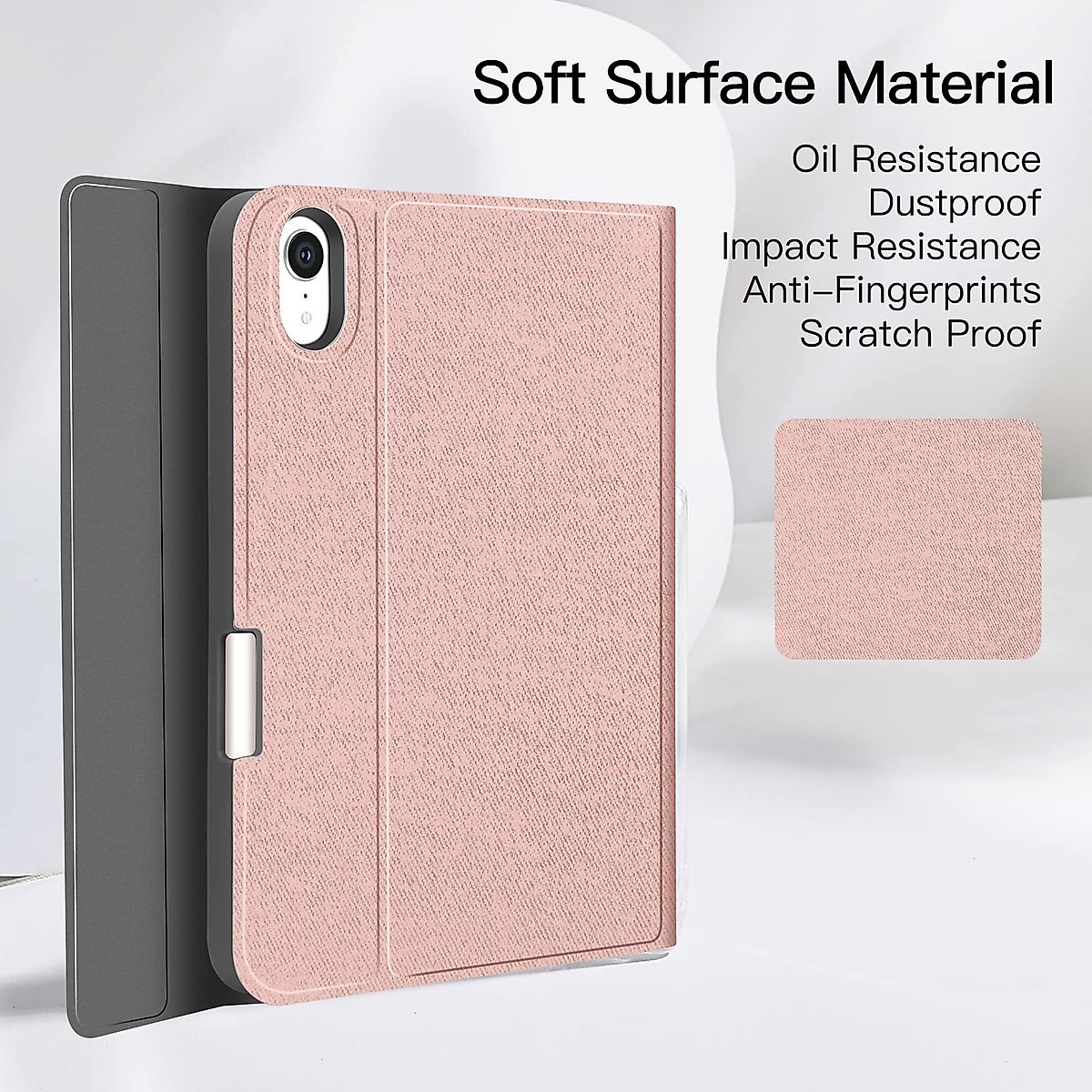 PIMOFEE iPad mini 6 case with keyboard 2021 8.3"- Backlit Keyboard Case Thin Slim Smart with Detachable Wireless Backlit Keyboard with Pencil Holder for iPad Mini 6th Generation 8.3" 2021,Rose Gold