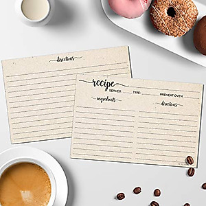 321Done Recipe Cards 4x6 Tan Simple Script, 50-Pack, Made in USA, Double-Sided Thick Cardstock, Cute Vintage Rustic Kraft Look for Bridal Shower Wedding Housewarming Gift