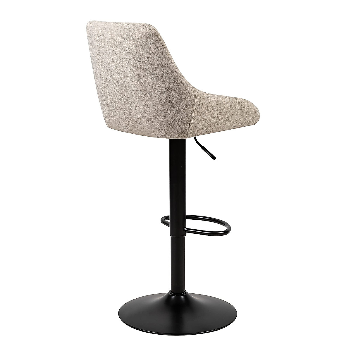 GIA Home Furniture Series Bar Height Adjustable and Swivel Metal Stool with Beige Linen Upholstered Seat, Black, Set of 2